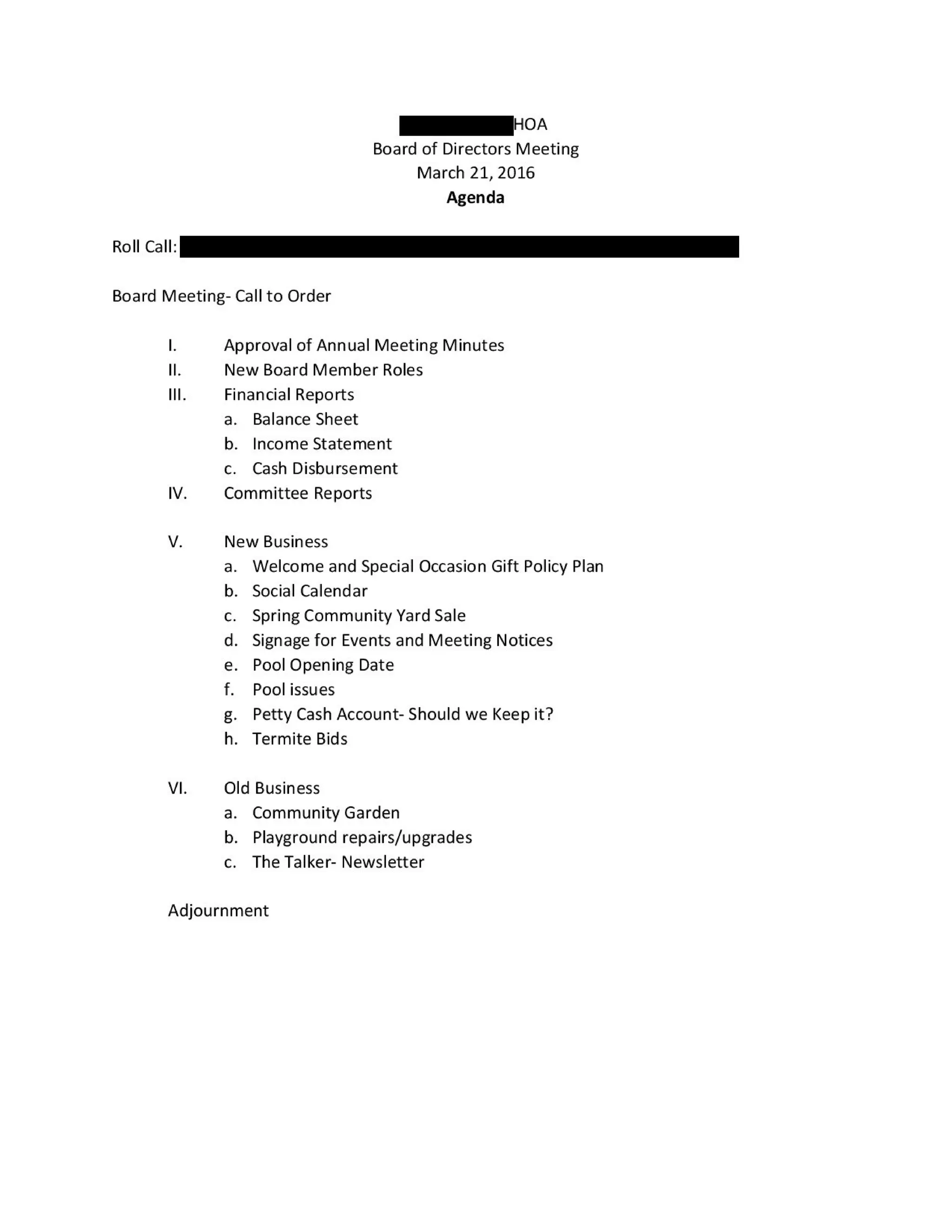 Agenda Example- | PDF