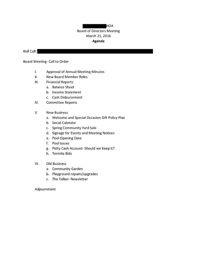 Agenda Example- | PDF