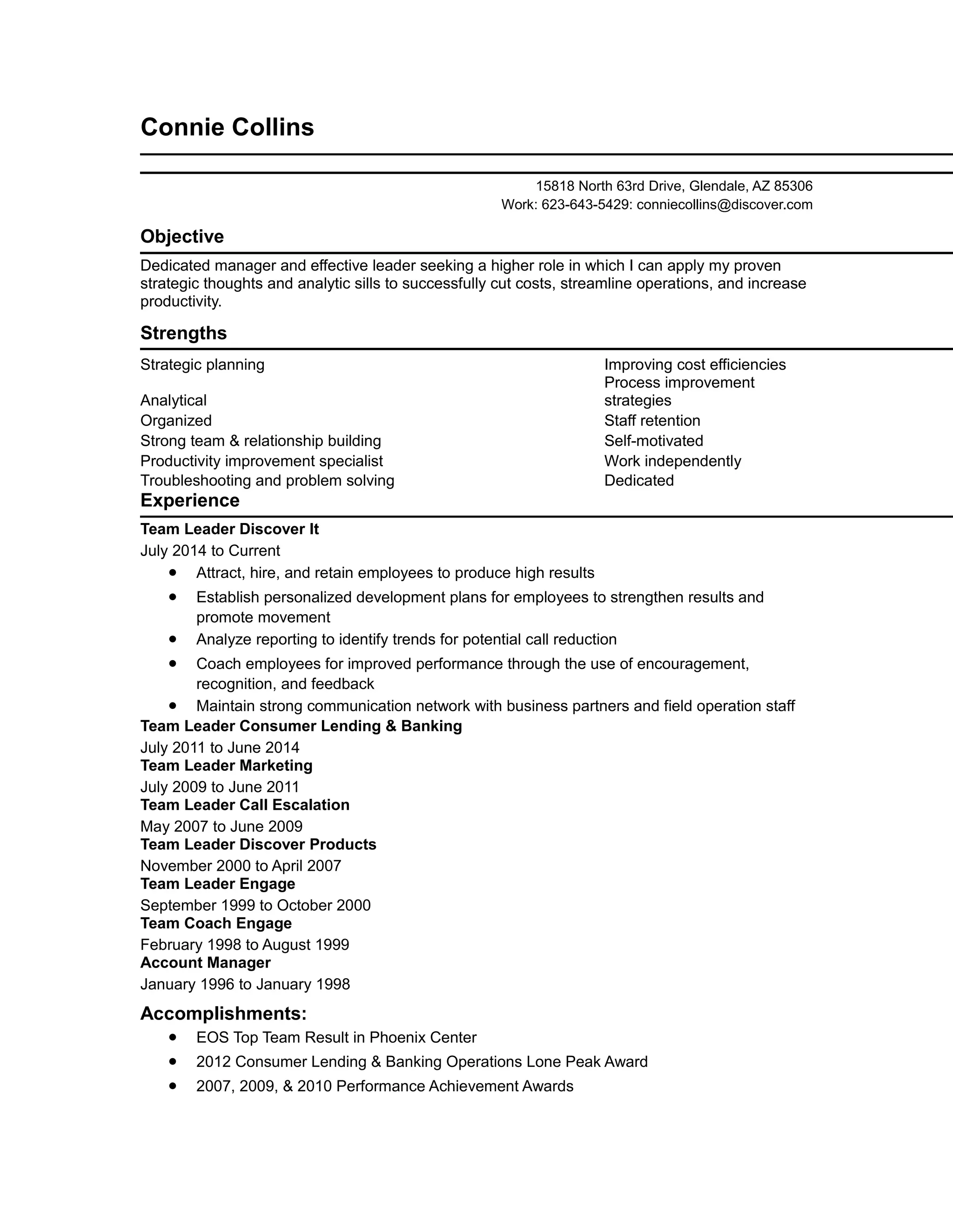 Connie Collins Resume 2016 | PDF