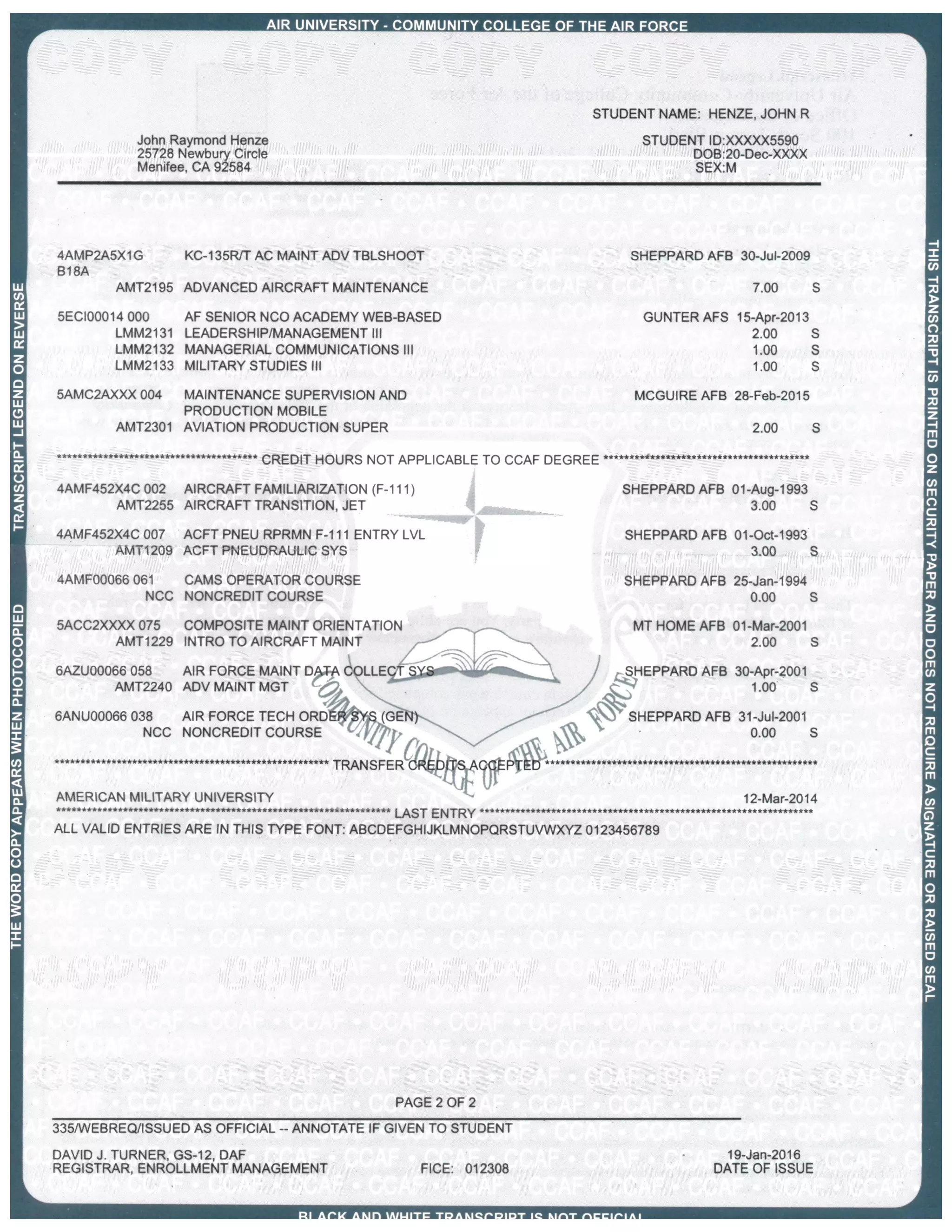 Henze CCAF Transcript | PDF