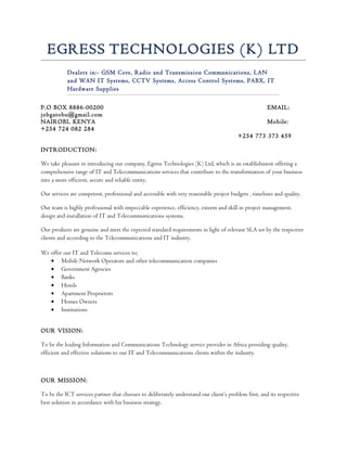 EGRESS TECH Ltd Profile | PDF