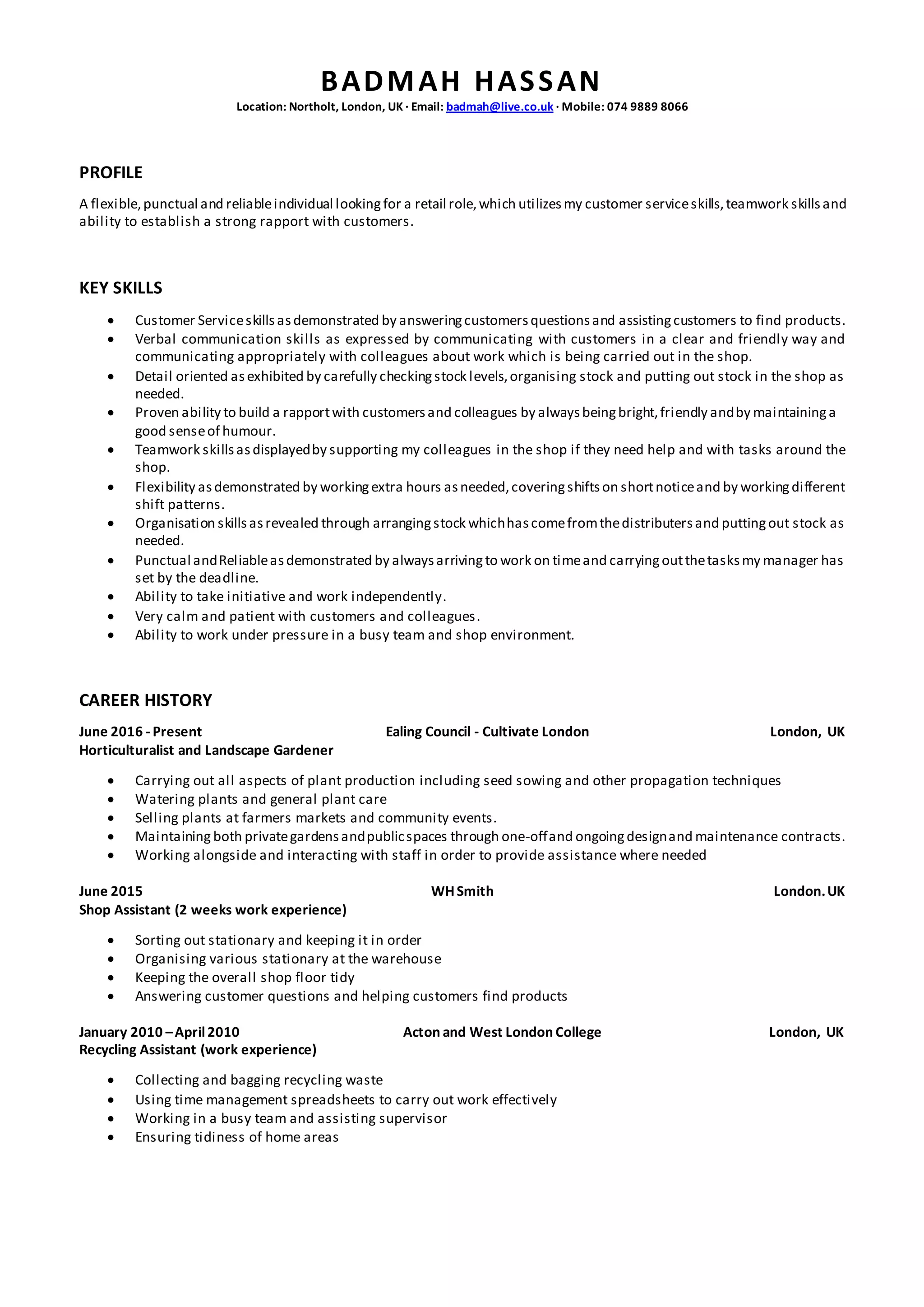 Badmah Hassan CV 2017 | PDF