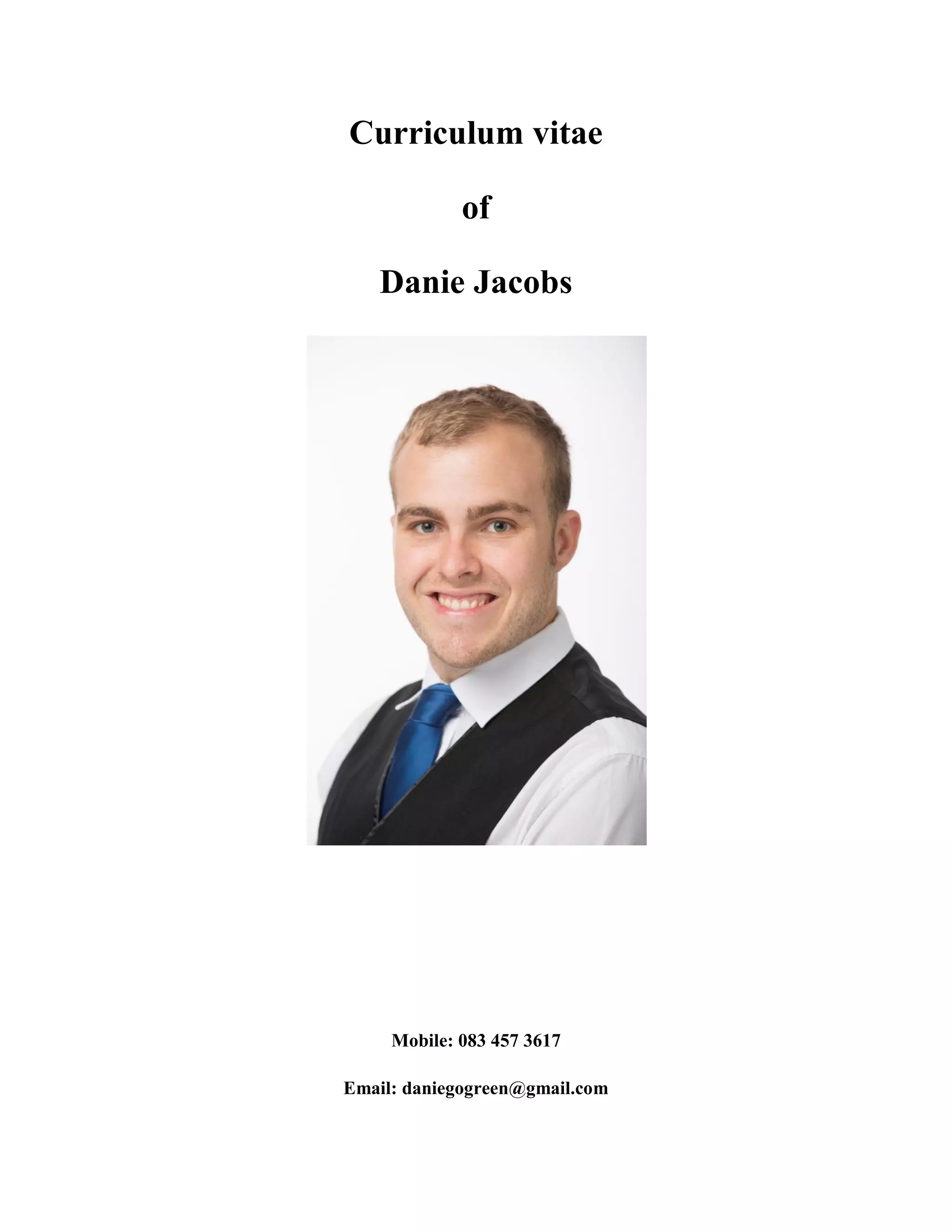 Curriculum vitae of Danie Jacobs | PDF