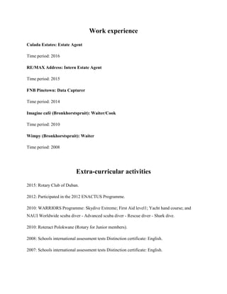 Curriculum vitae of Danie Jacobs | PDF