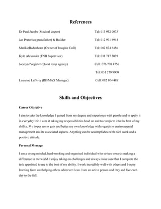 Curriculum vitae of Danie Jacobs | PDF