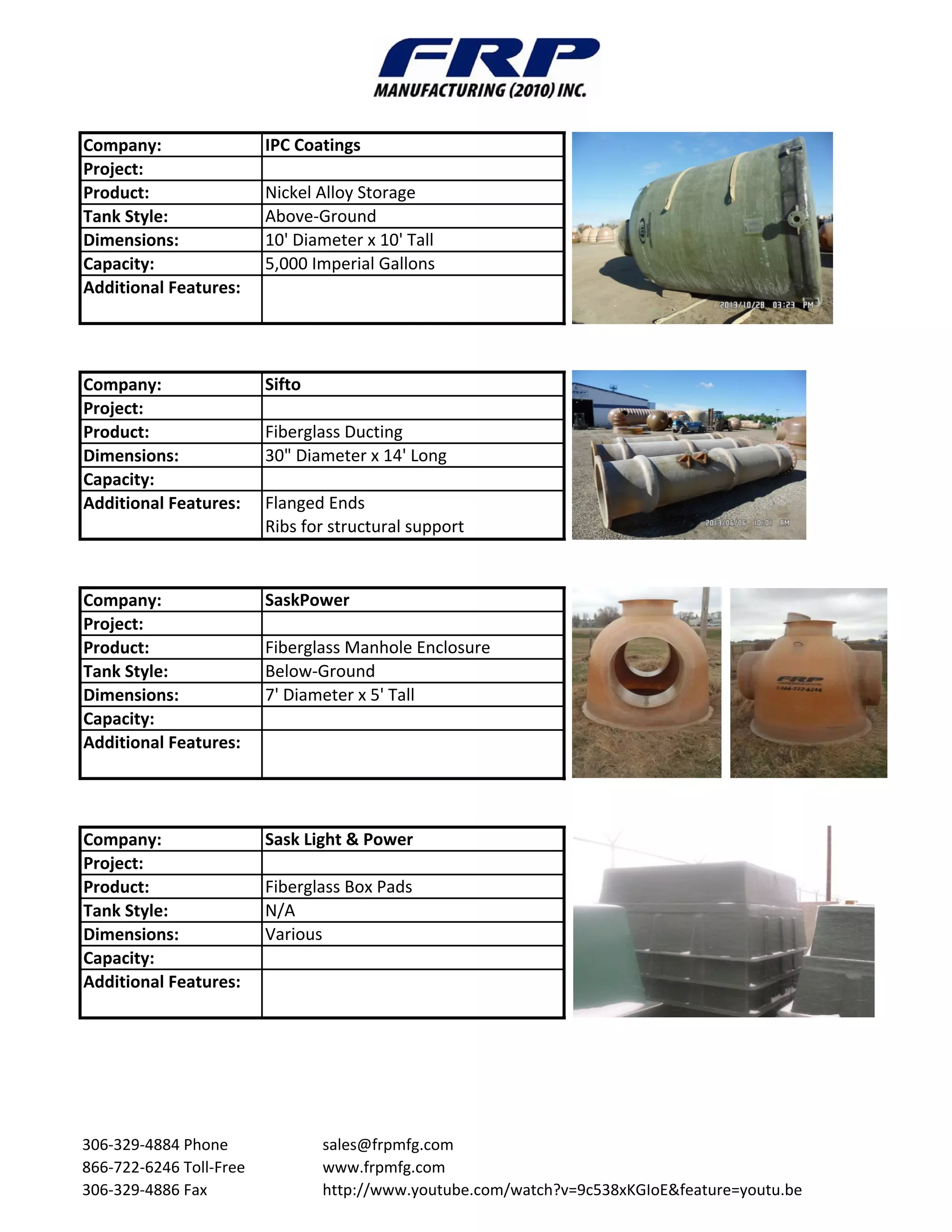 FRP Manufacturing (2010) Inc. - Product Portfolio | PDF