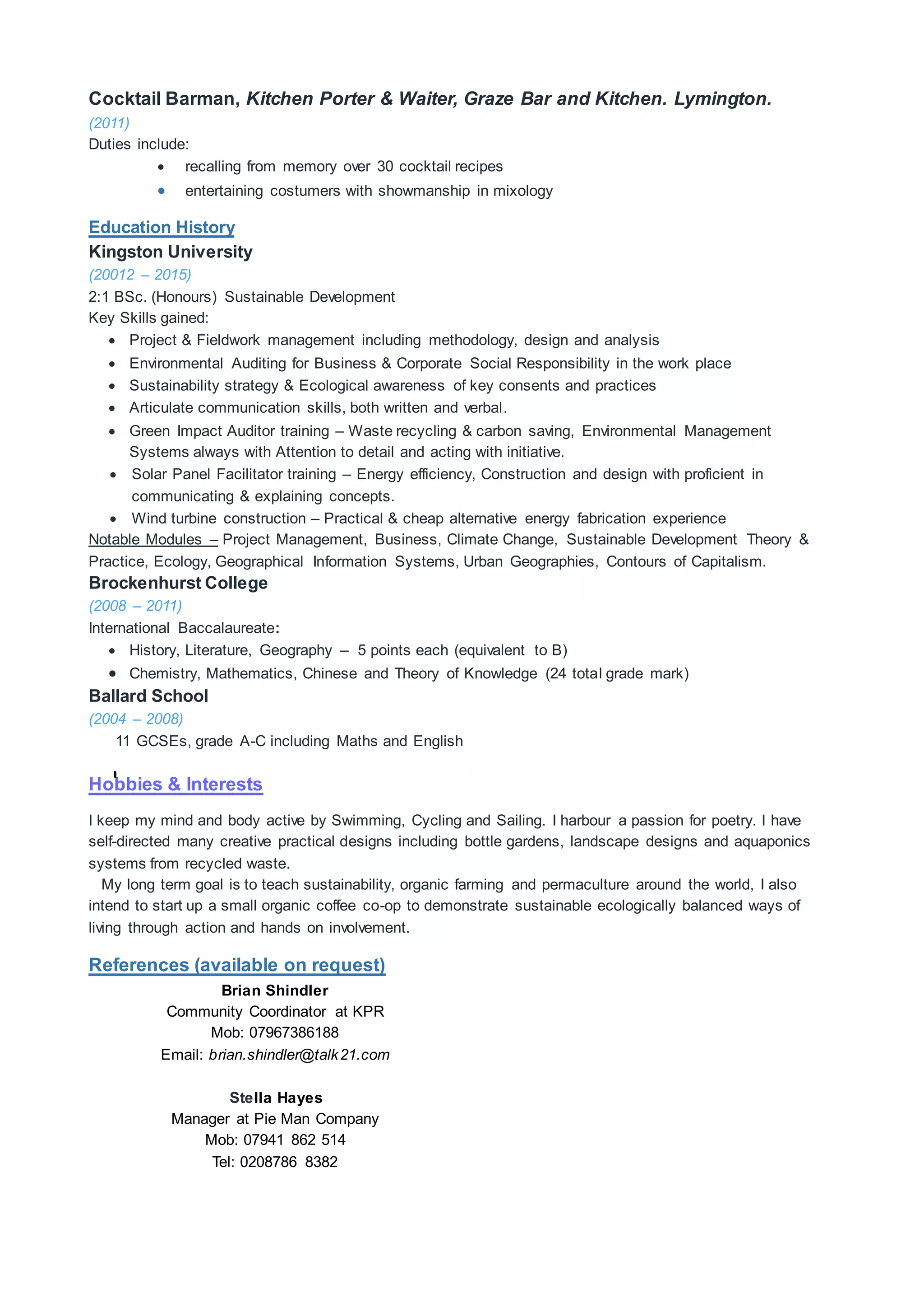 Leo Fitzpatrick CV (Nov 2016) | DOC