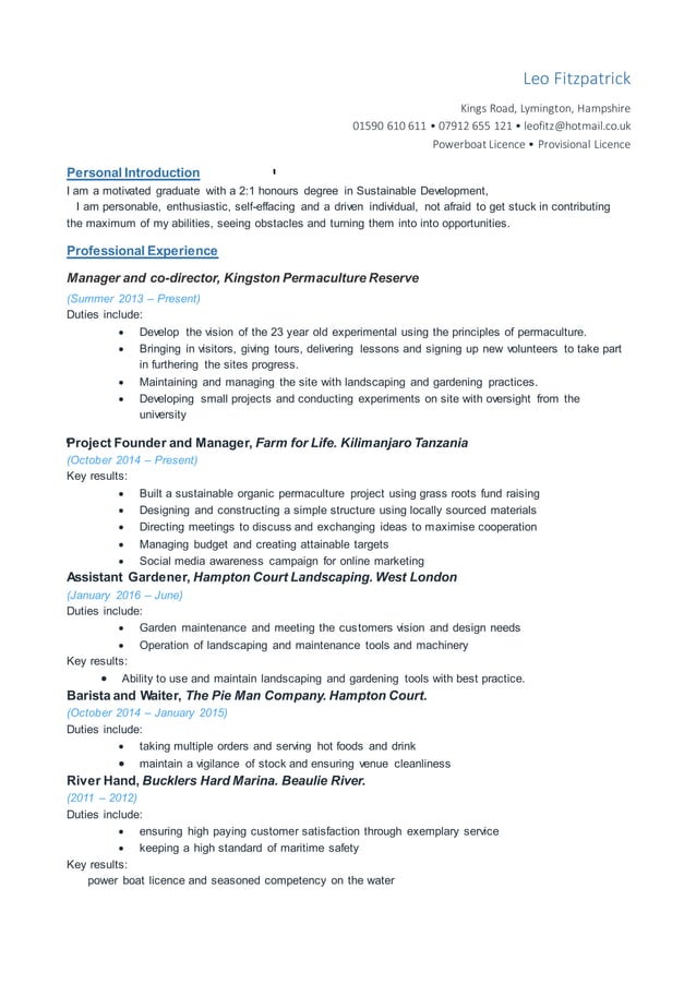 Leo Fitzpatrick CV (Nov 2016) | PDF