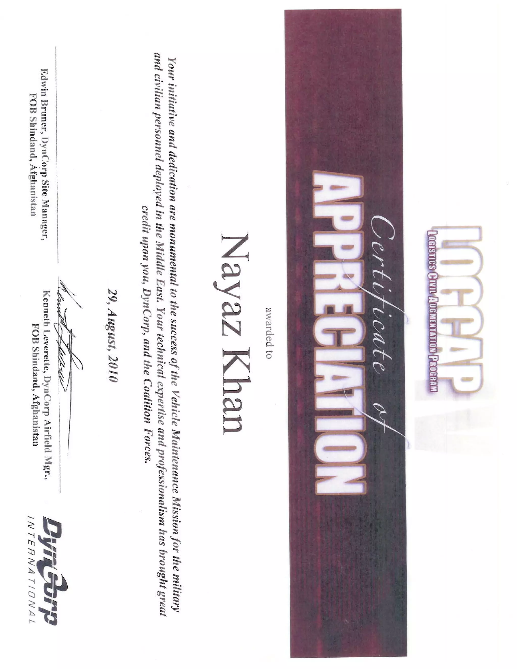 Dyncorp certificate | PDF