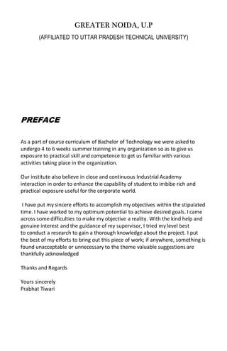 SUMMER TRAINING PROJECT REPORT MAIN | DOCX