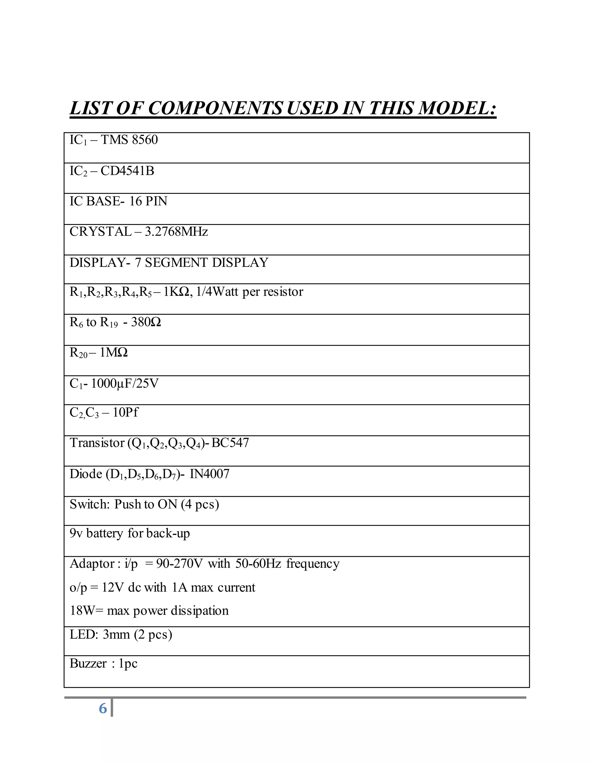 Digital Alarm Clock (IC-TMS-8560) | DOCX