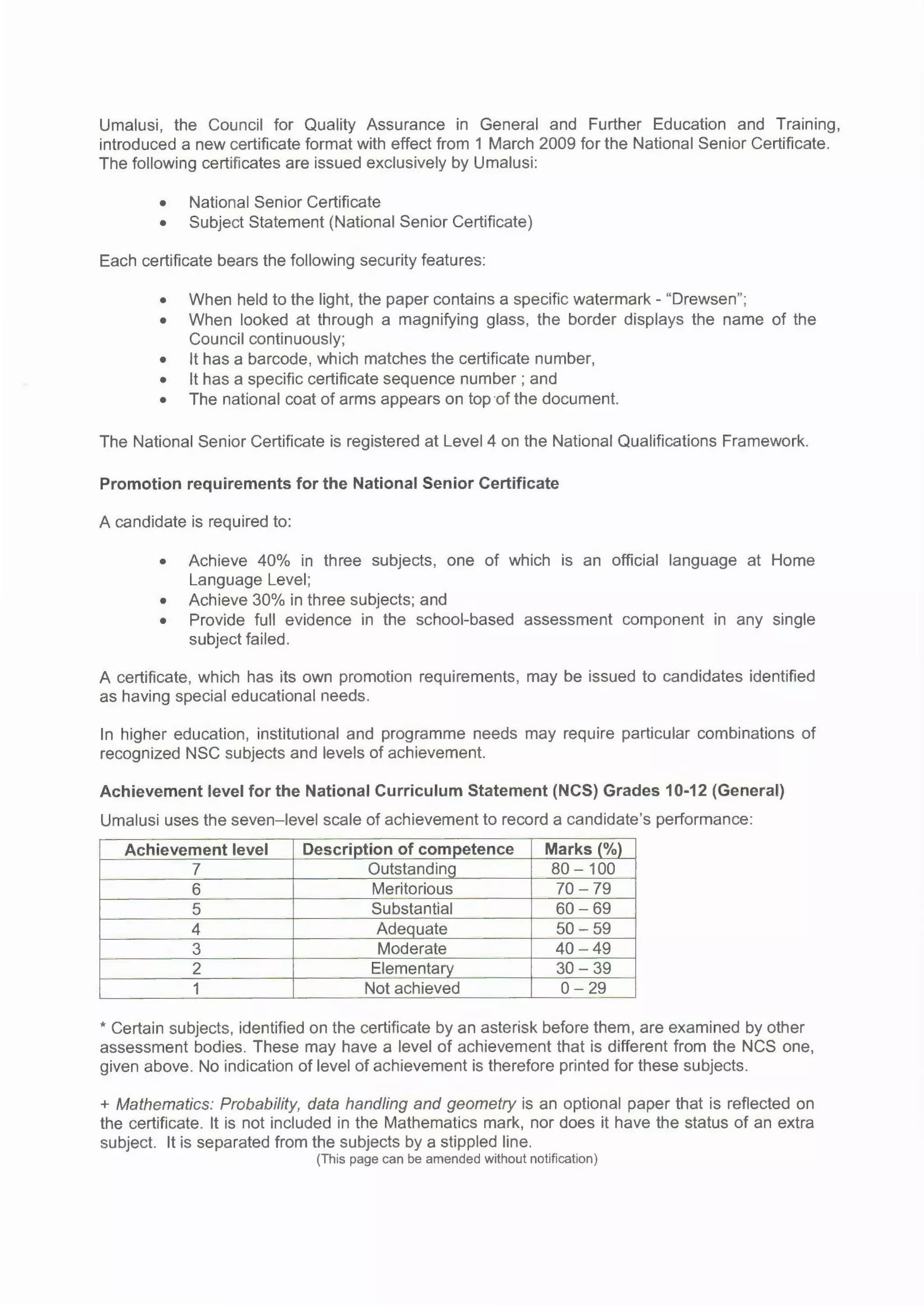 2011 12 31 Matric Certificate | PDF