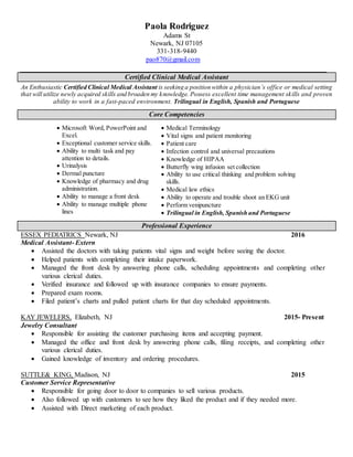 Prodriguez CCMA resume | PDF