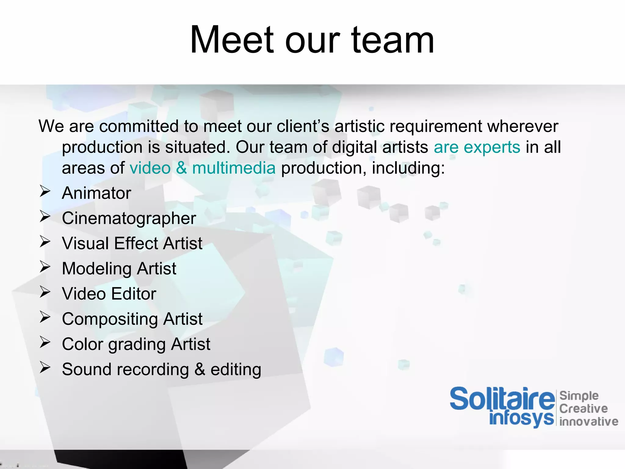 3D Animation Services at Solitaire Infosys INC | PPT