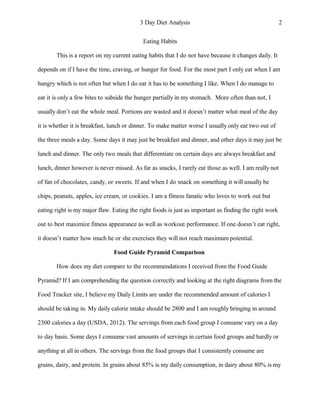 3 day diet analysis | PDF