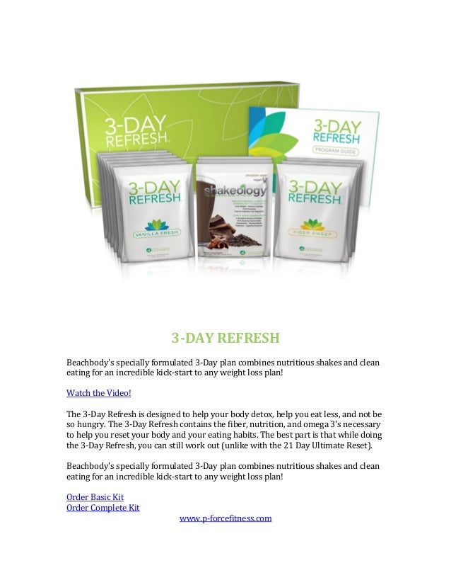 3 Day Refresh Diet Plan - culturegala