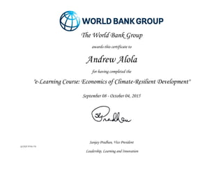 Economics of Climate-Resilent Development Certificate | PDF