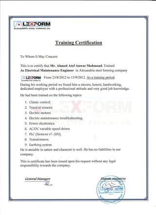 Alex Form Training Certificate | PDF | Vocational Training | Careers