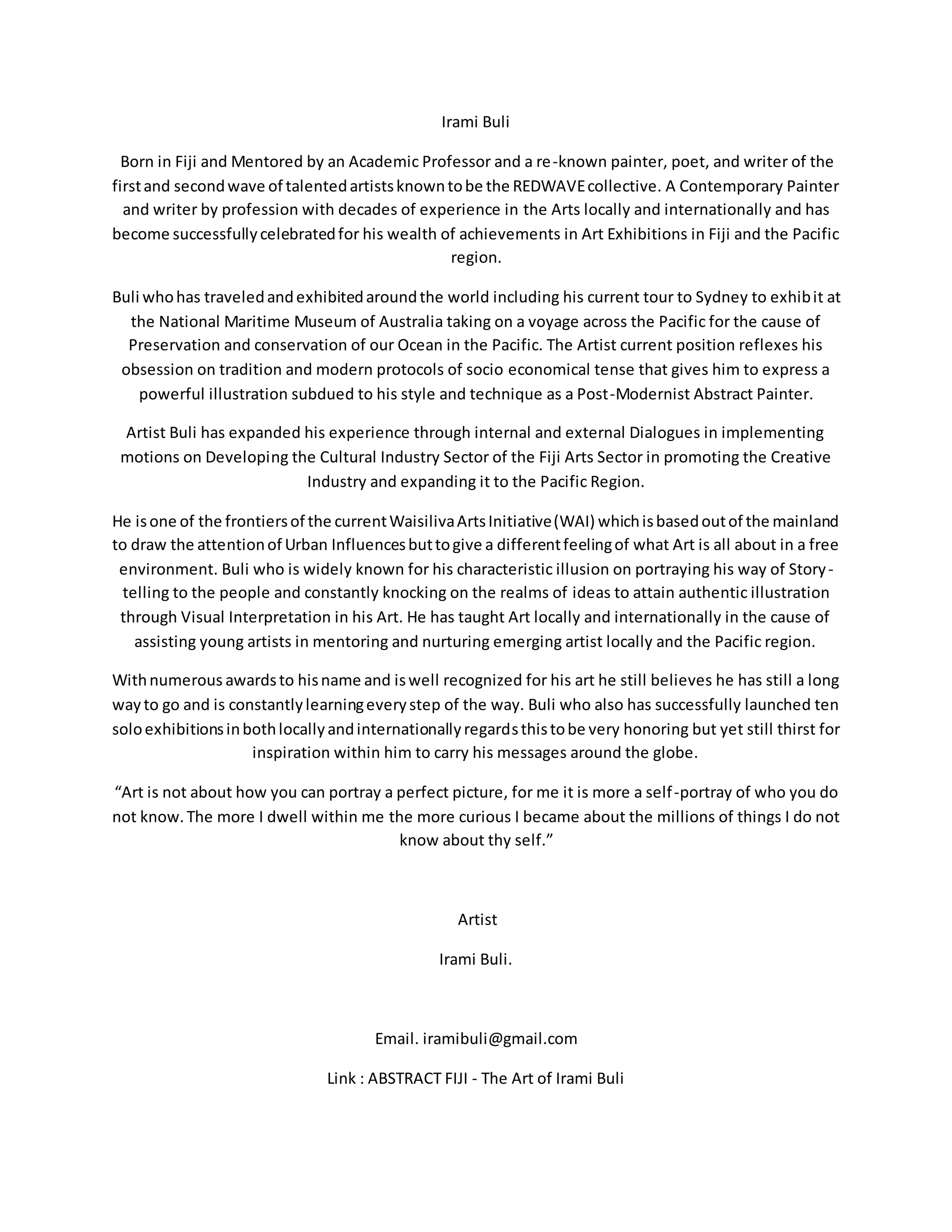Irami Buli - Bio | DOCX