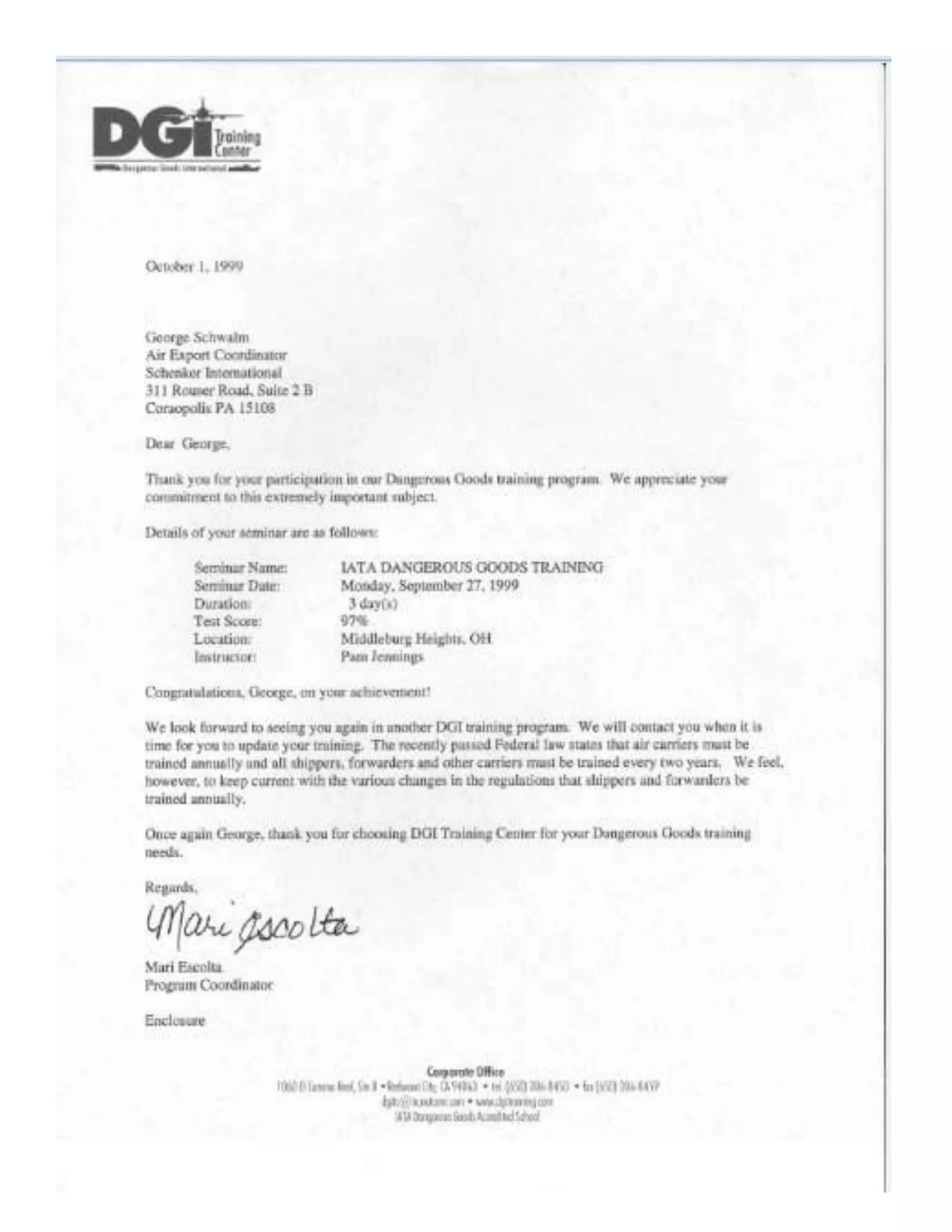 IATA Dangerous Goods Letter | DOCX