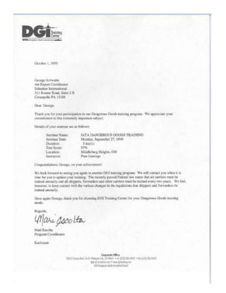 IATA Dangerous Goods Letter | DOCX