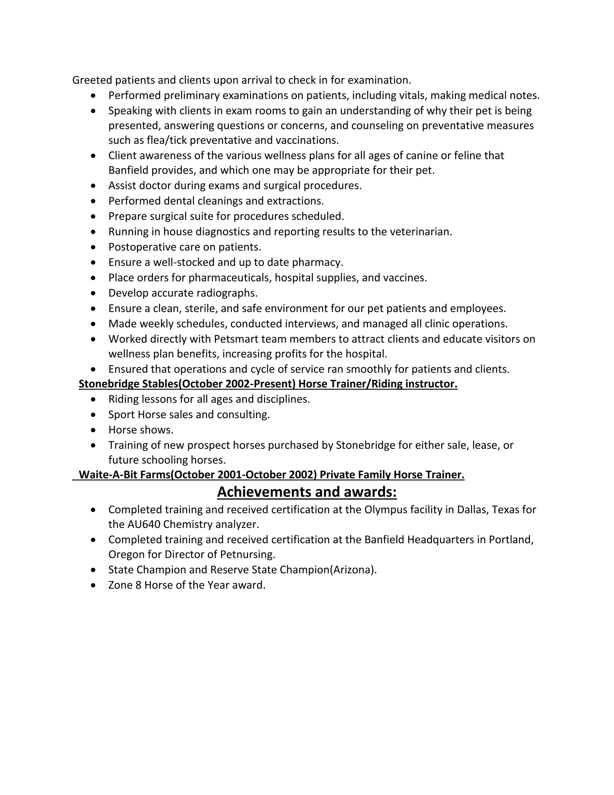 LCresume2015 | DOCX | Veterinary Medicine | Pets