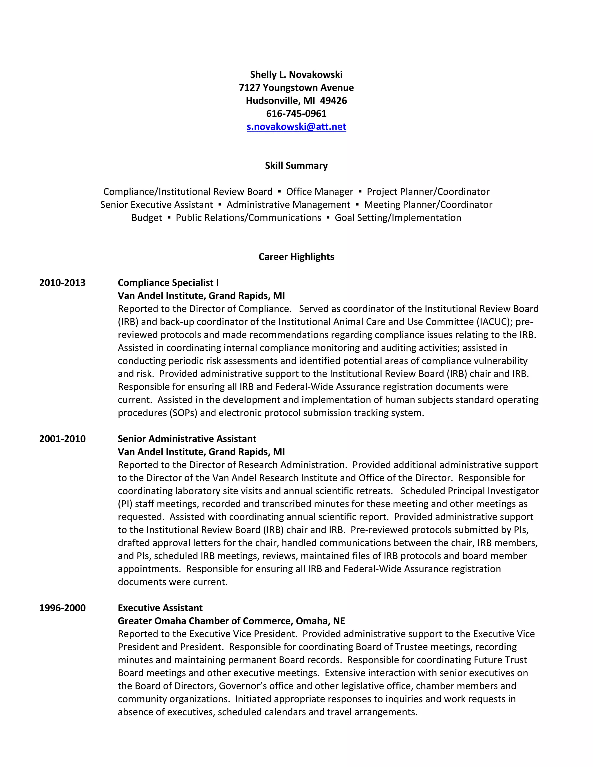 Novakowski_Shelly_Resume2014 | PDF