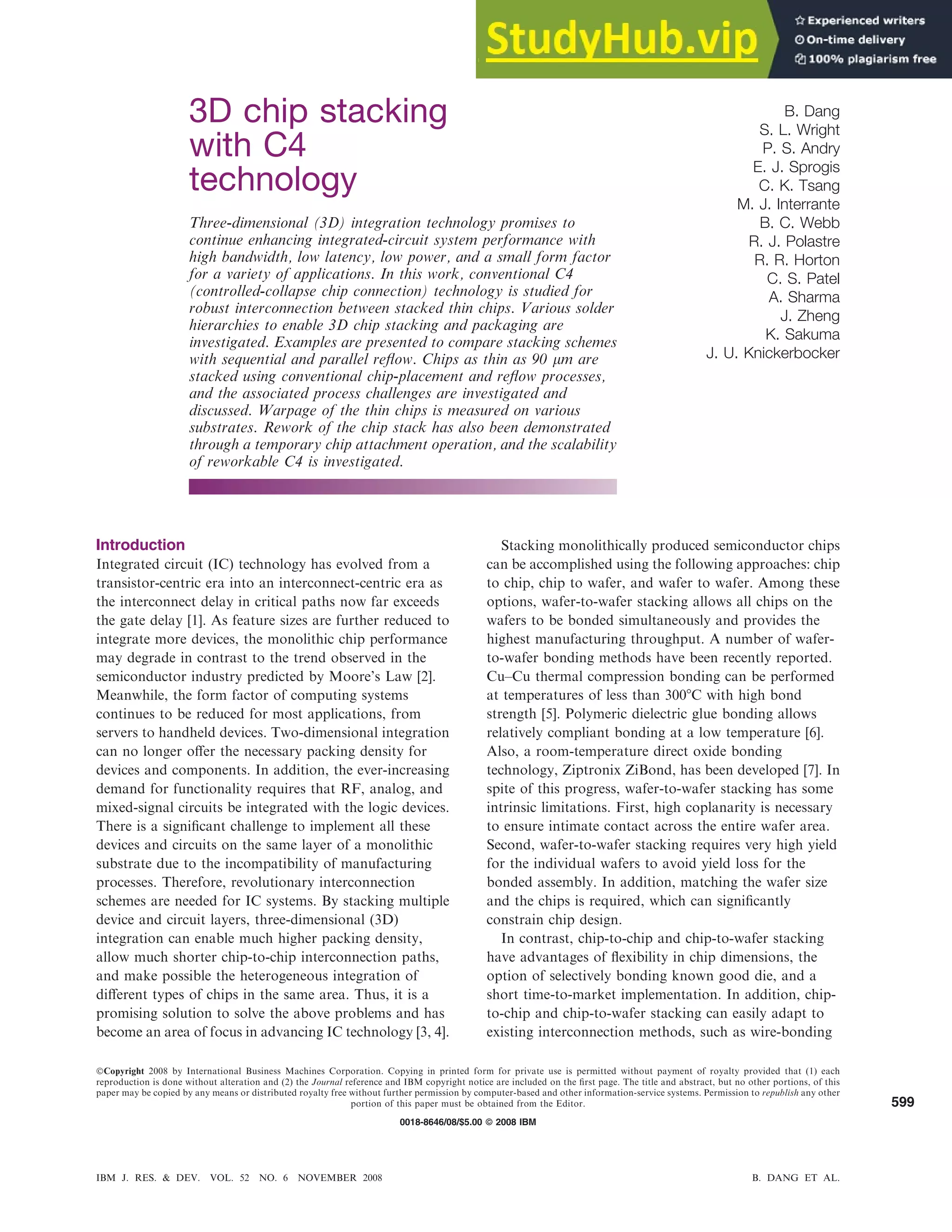 3D Chip Stacking With C4 Technology | PDF