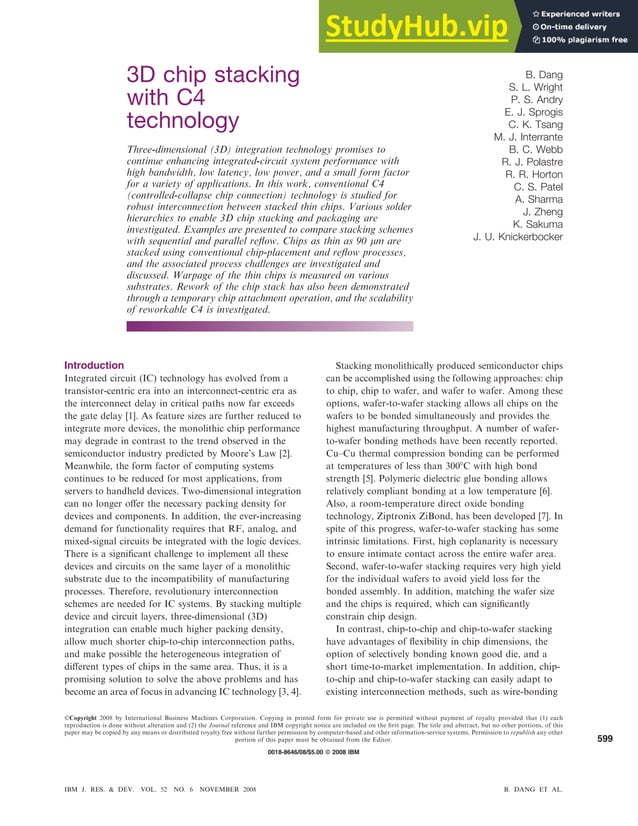 3D Chip Stacking With C4 Technology | PDF