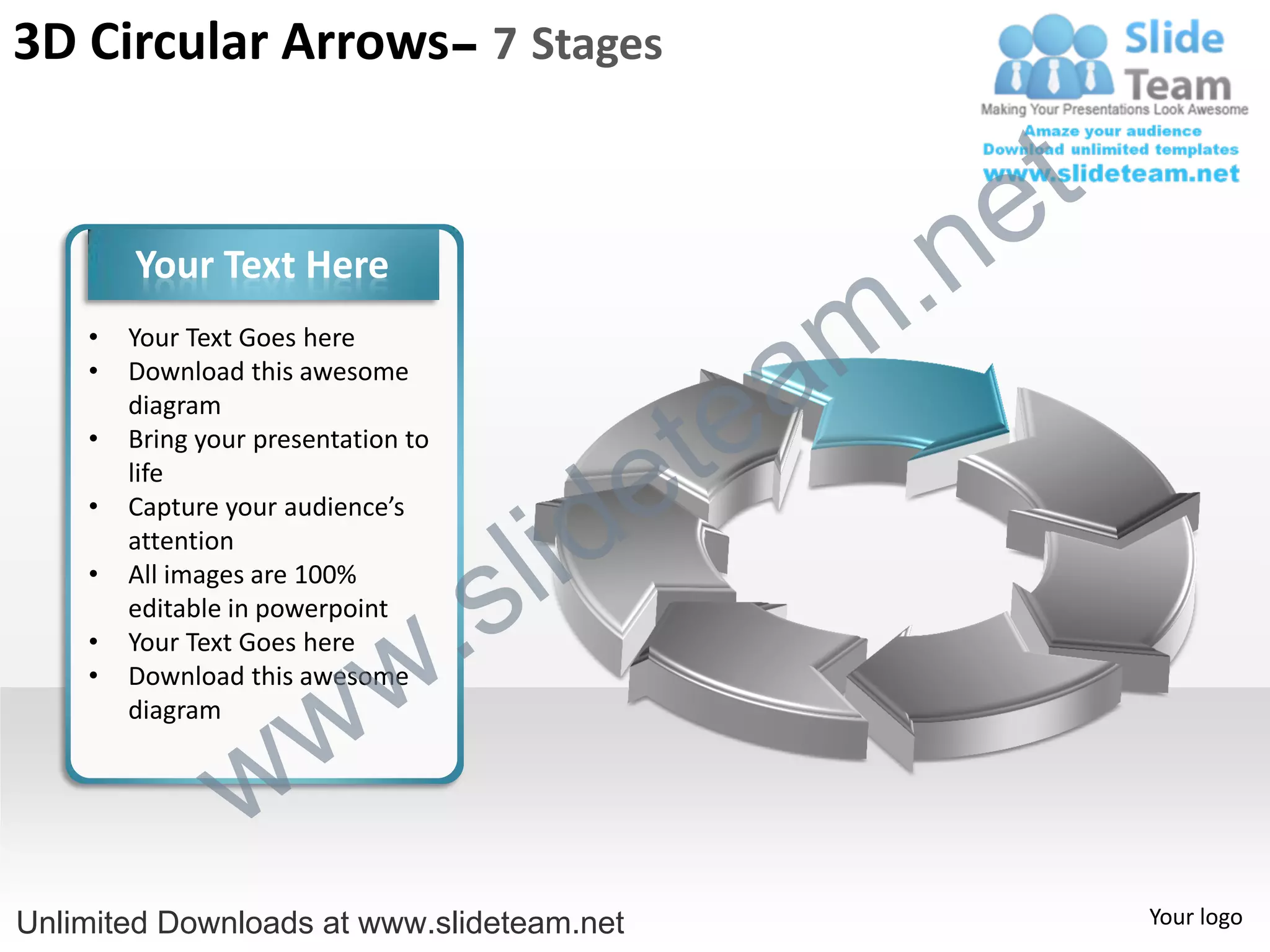 3d circular arrows 7 stages ppt slides diagrams templates | PDF ...