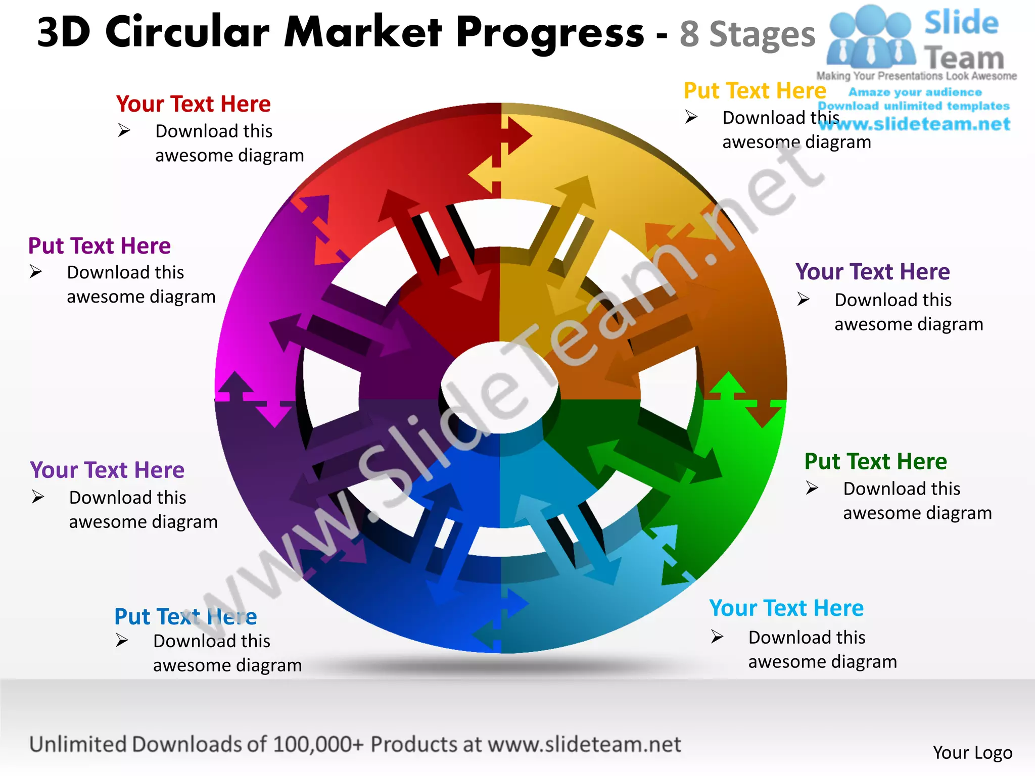 3d circular market progress 8 stages powerpoint templates 0712 | PDF
