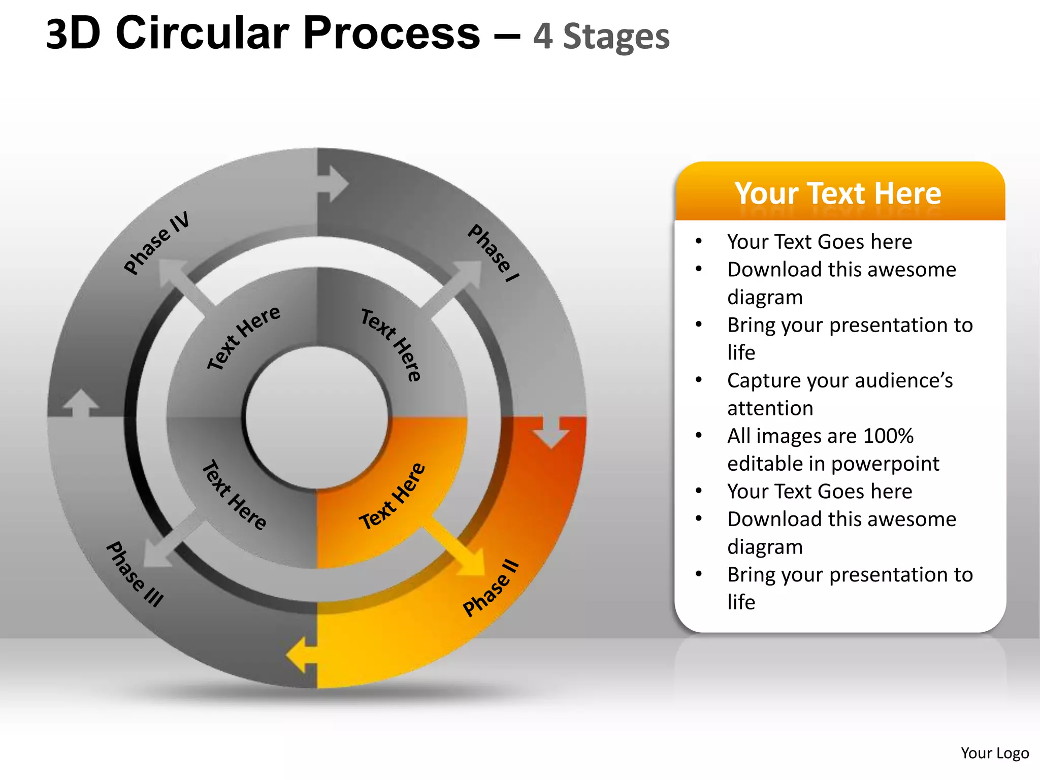 3d circular process 4 stages powerpoint presentation templates | PPTX