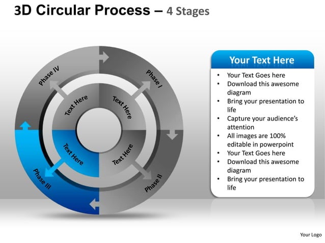 3d circular process 4 stages powerpoint presentation templates | PPTX