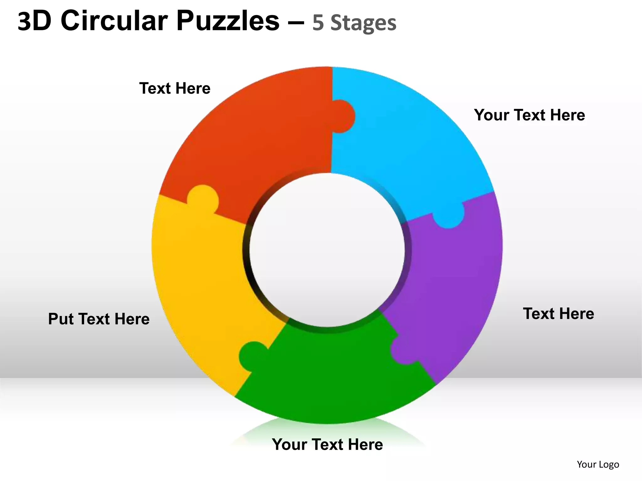 3d circular puzzles 5 stages powerpoint presentation templates | PPTX