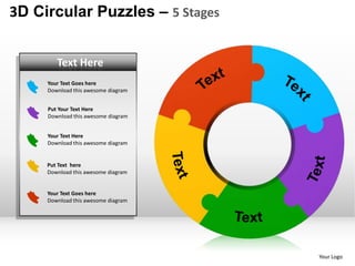 3d circular puzzles 5 stages powerpoint presentation templates | PPTX