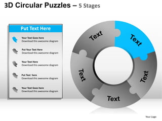 3d circular puzzles 5 stages powerpoint presentation templates | PPTX
