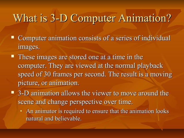 3 d computer animation | PPT
