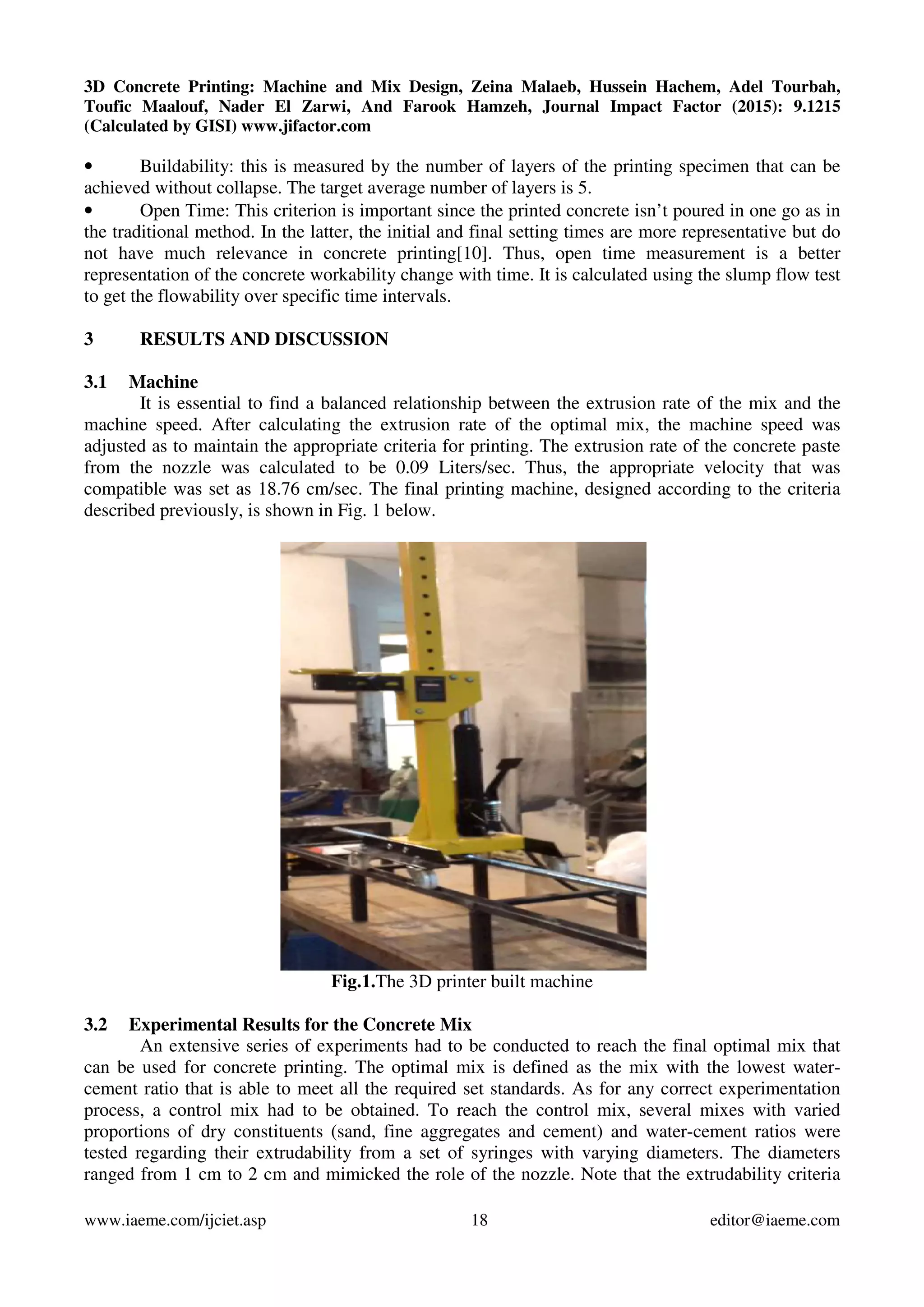 3 d concrete printing machine and mix design | PDF