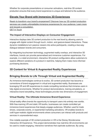 3D Content Production for Immersive Experiences for Brands | PDF