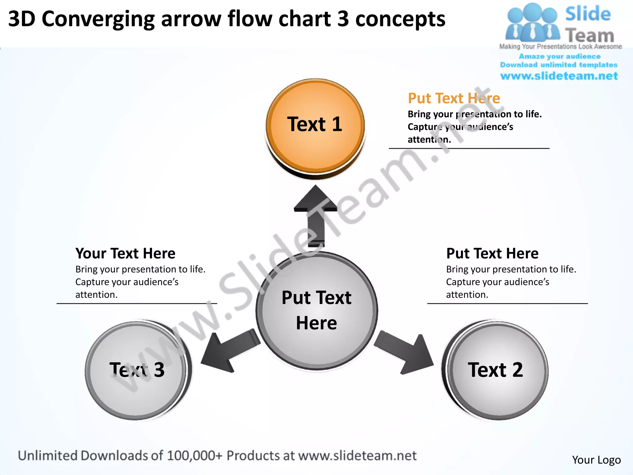 3d converging arrow flow chart concepts arrows process software power ...