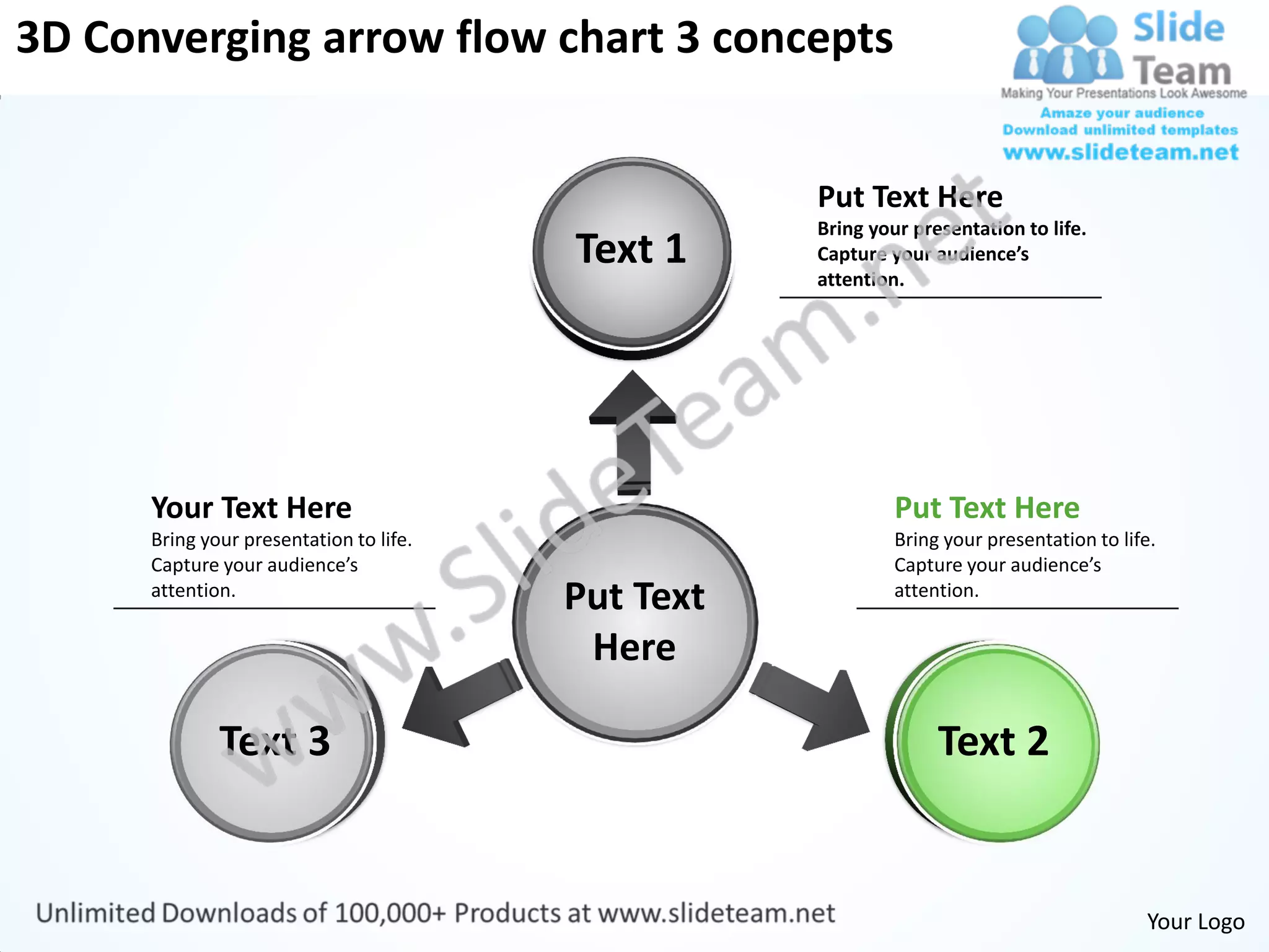 3d converging arrow flow chart concepts arrows process software power ...