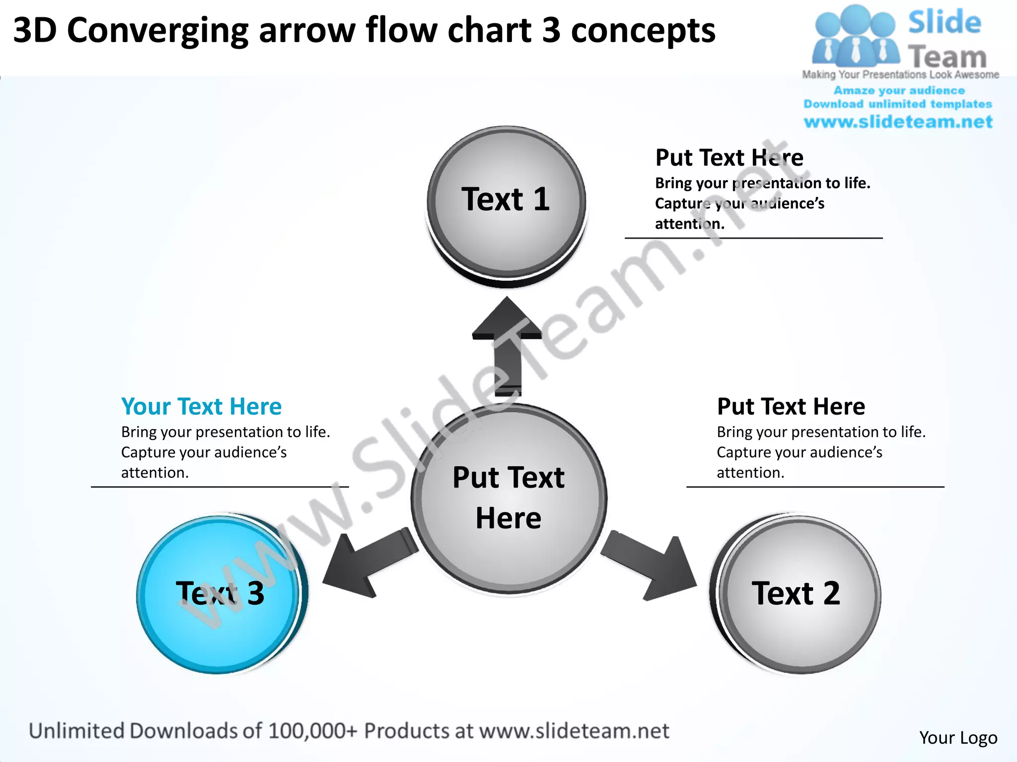 3d converging arrow flow chart concepts arrows process software power ...