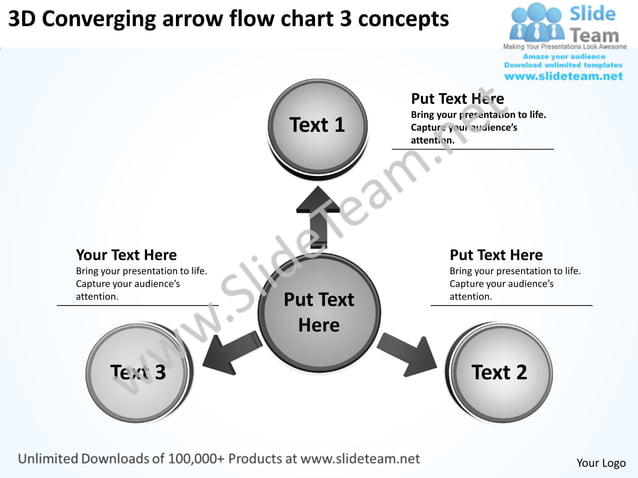 3d converging arrow flow chart concepts arrows process software power ...