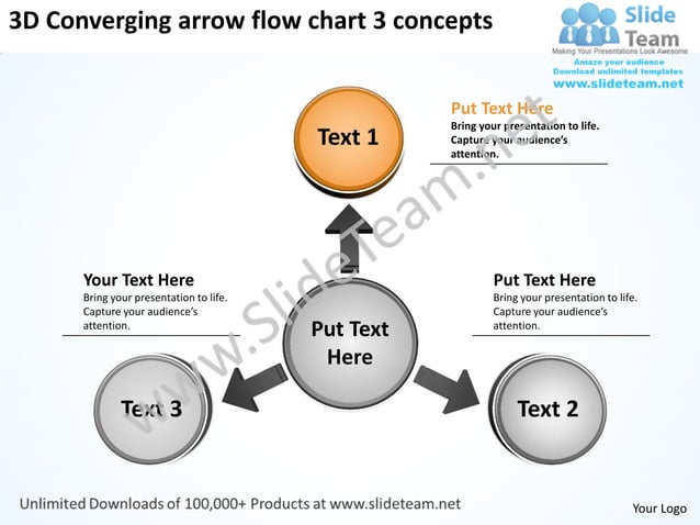 3d converging arrow flow chart concepts arrows process software power ...