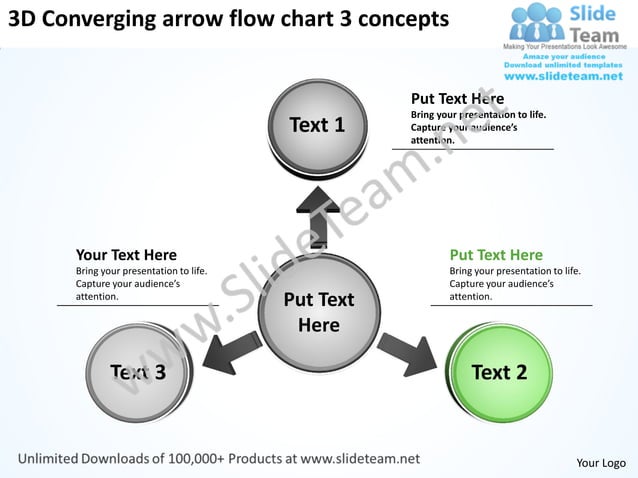 3d converging arrow flow chart concepts arrows process software power ...