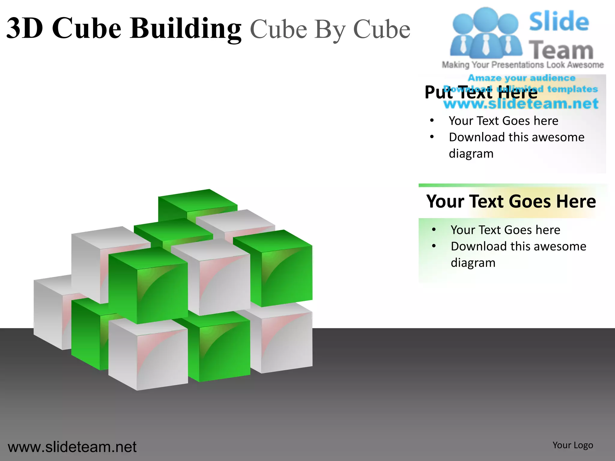 3d cube building cube by cube powerpoint ppt slides. | PPT
