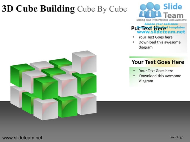 3d cube building cube by cube powerpoint ppt slides. | PPT