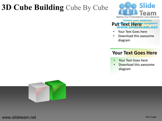 3d cube building cube by cube powerpoint ppt slides. | PPT