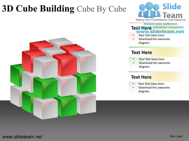 3d cube building cube by cube powerpoint ppt slides. | PPT