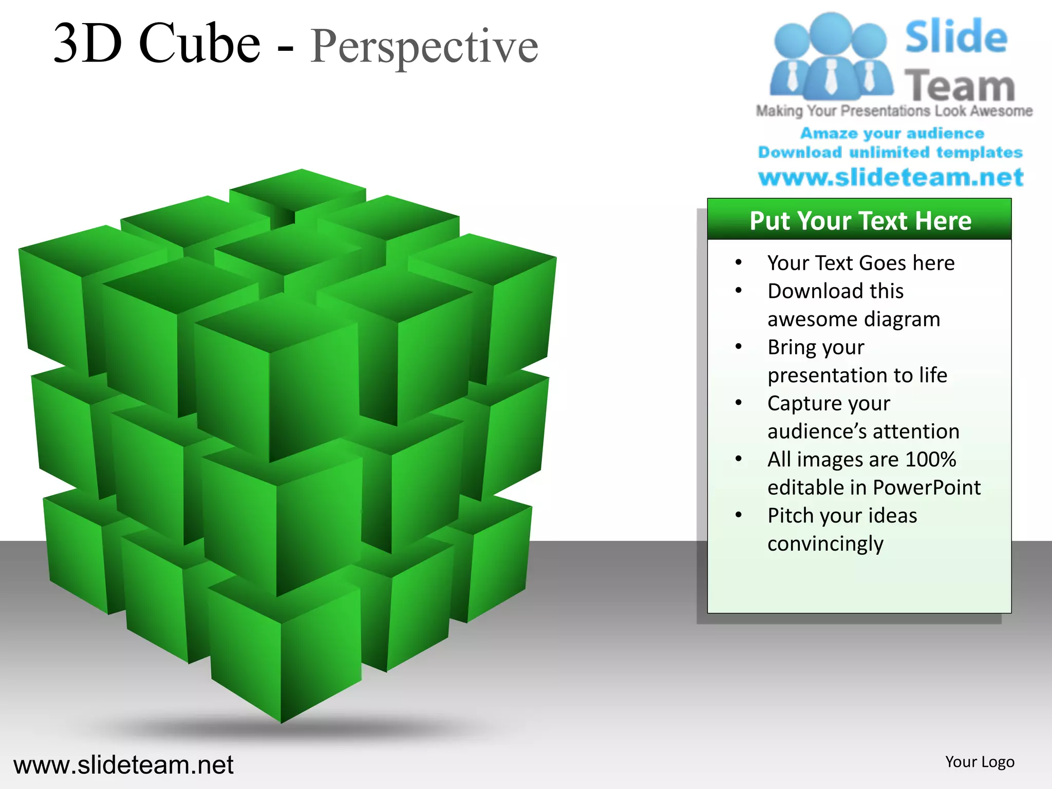 3d cube perspective powerpoint ppt slides. | PPT